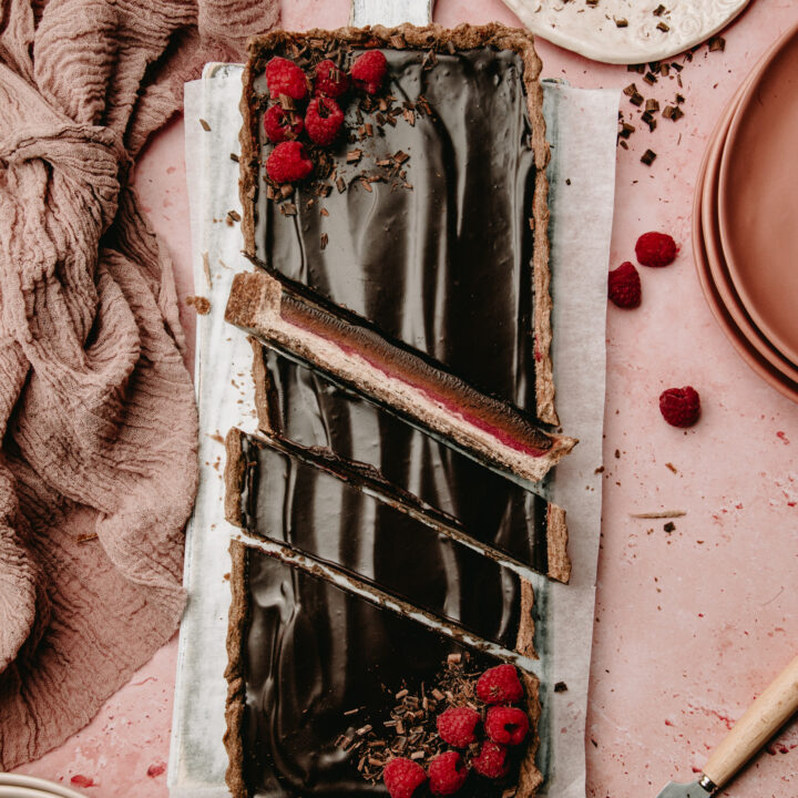 Dark Chocolate Raspberry Tart - Cashmere & Cocktails